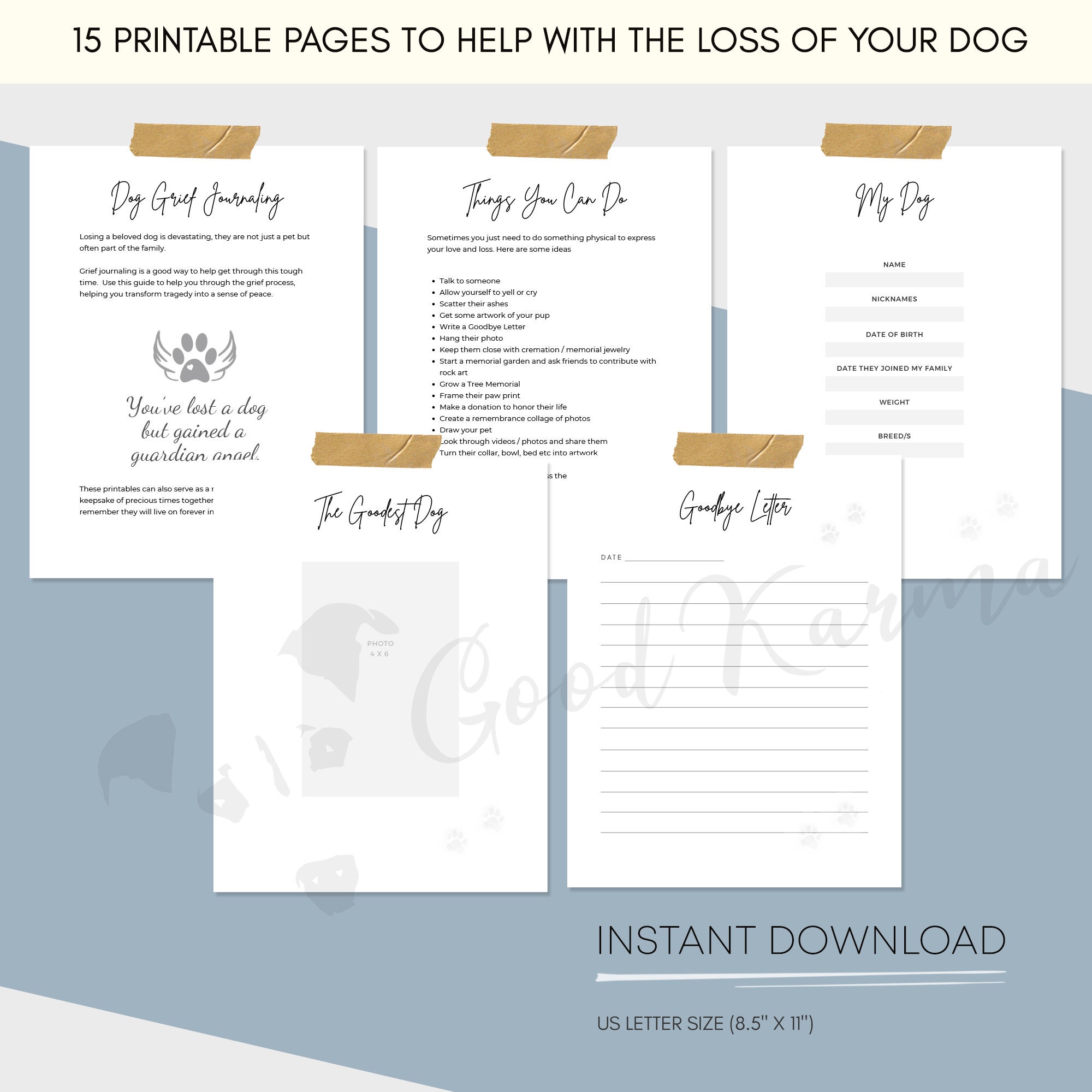 Dog Memory Book, Grief Journal Printable, Grief Workbook, Dog ...