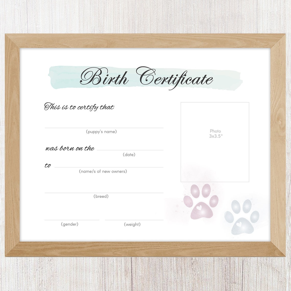 Puppy Birth Certificate, New Puppy Printables, Puppy Essentials ...