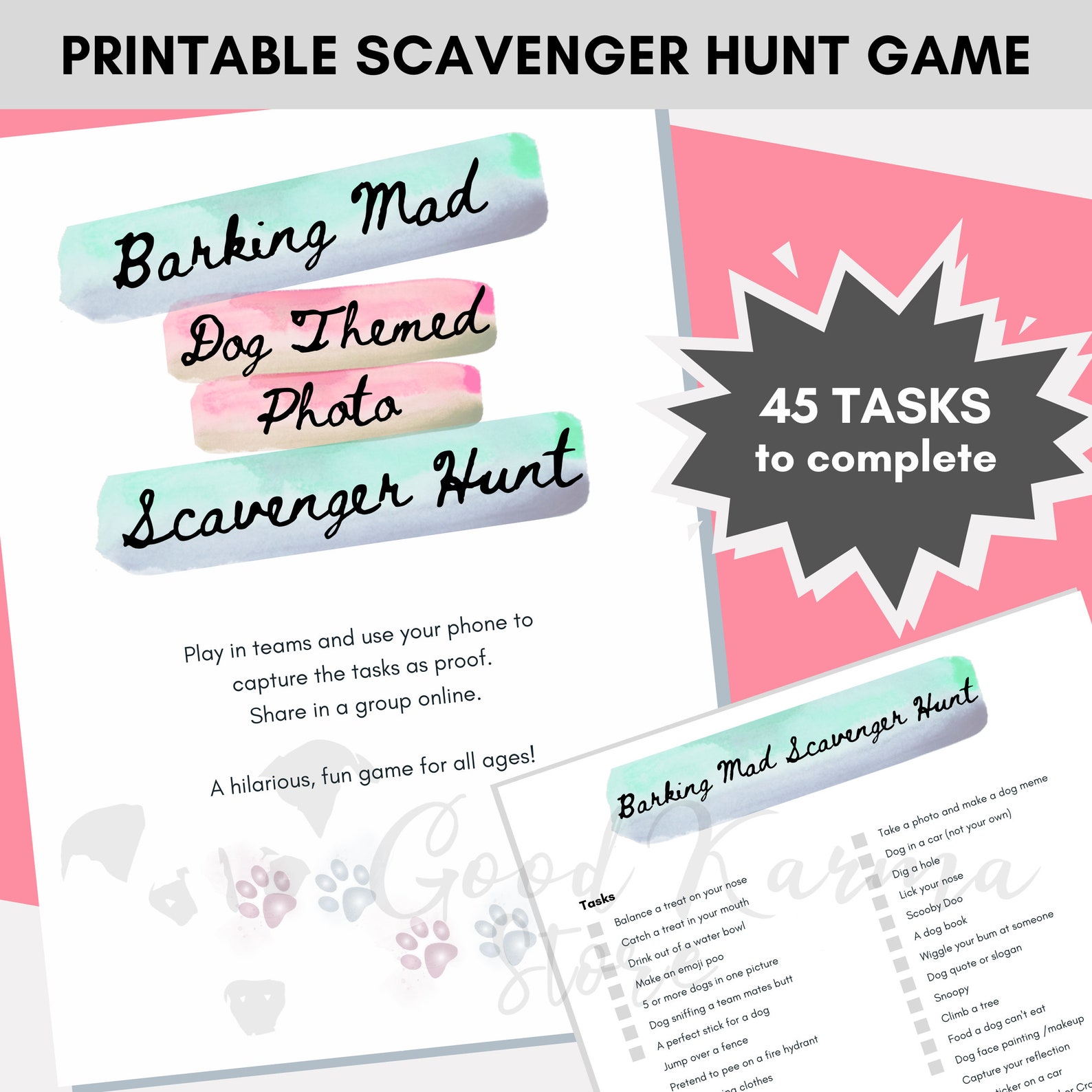 Printable Scavenger Hunt for Kids, Photo Scavenger Hunt, Dog Birthday ...