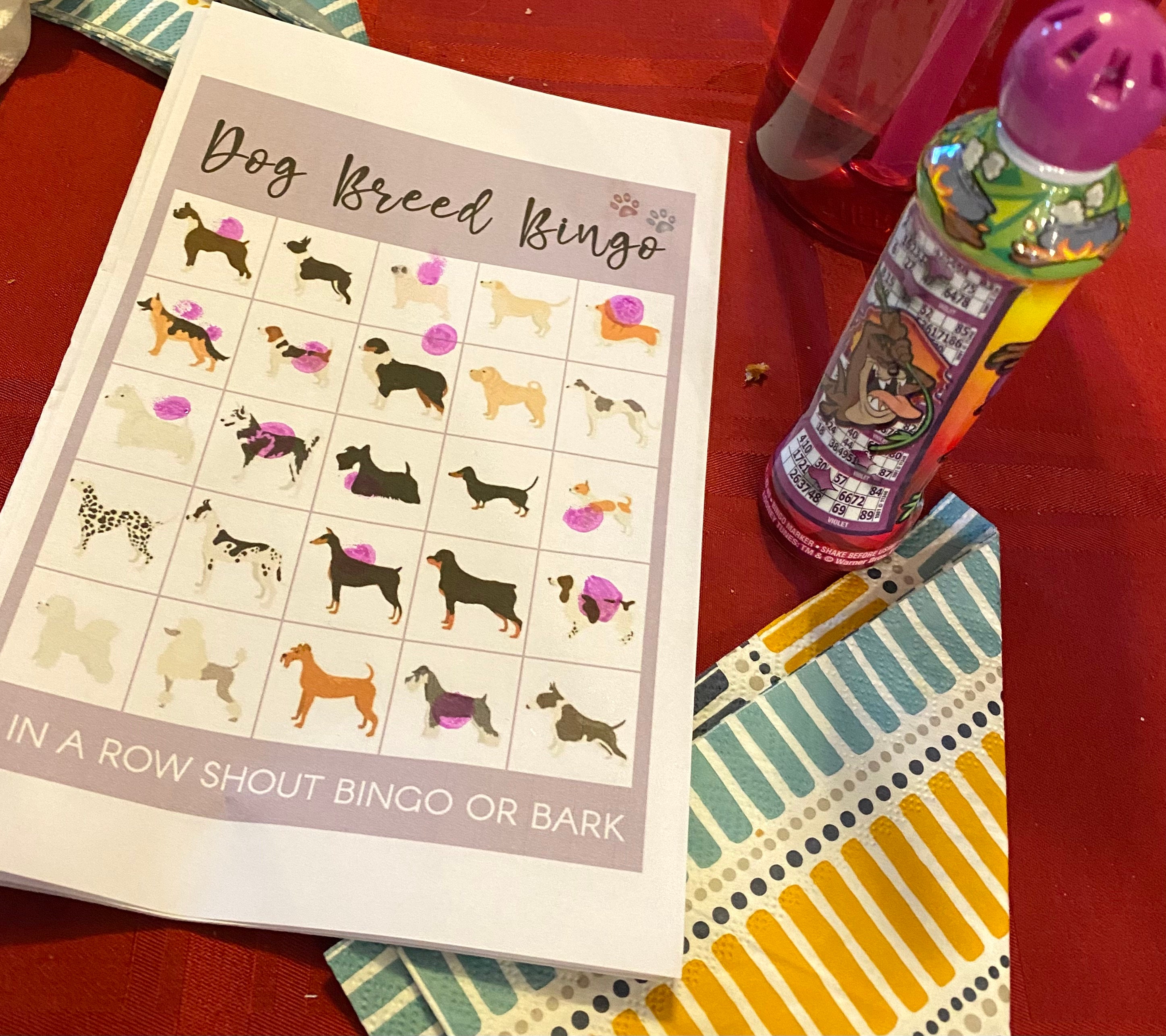 Dog Breed Bingo, Printable Bingo Cards for Kids, Dog Birthday Party ...