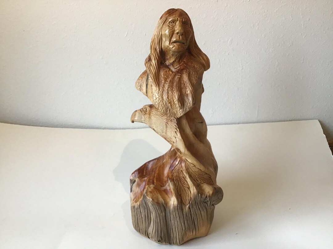 Stu Martin Native American Wood Sculpture Song of the Eagle Spirit 18 ...