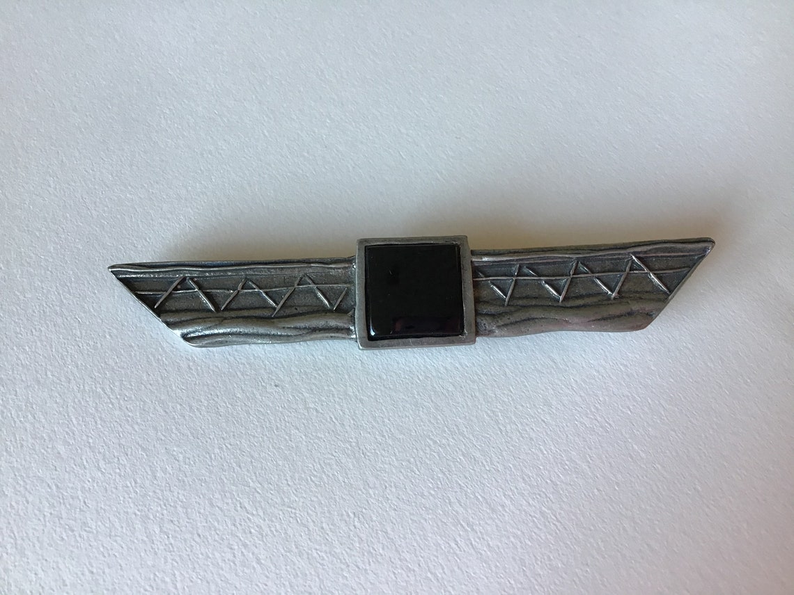 Vintage Signed Ivar Hyden Cast Metal Pewter and Black Stone - Etsy