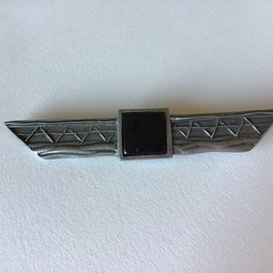 Vintage Signed Ivar Hyden Cast Metal Pewter and Black Stone Pin Brooch ...