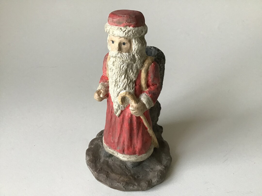 Antique Plaster Santa Claus With Basket Christmas Decoration - Etsy