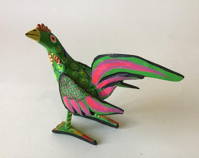 Vintage Alebrije Rooster Chicken Bird Figurine Hand Carved Wood and ...