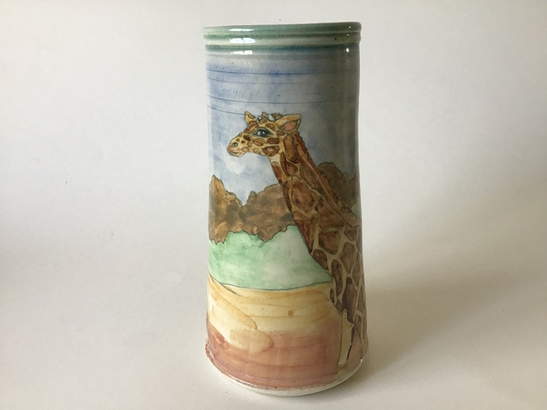 Vintage 1976 Davila Brodsky Santa Fe Art Pottery Vase With Giraffes - Etsy