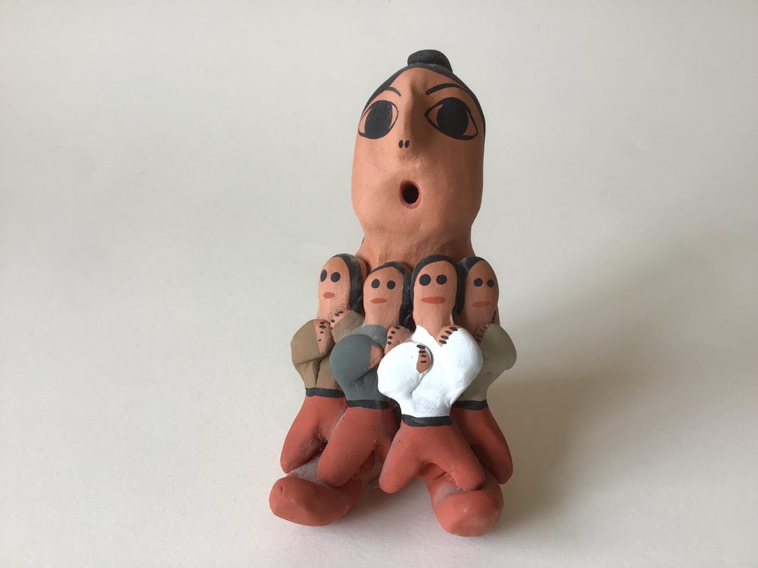 Vintage Clay Storyteller With Four Kids Signed GB Jemez Pueblo Native ...