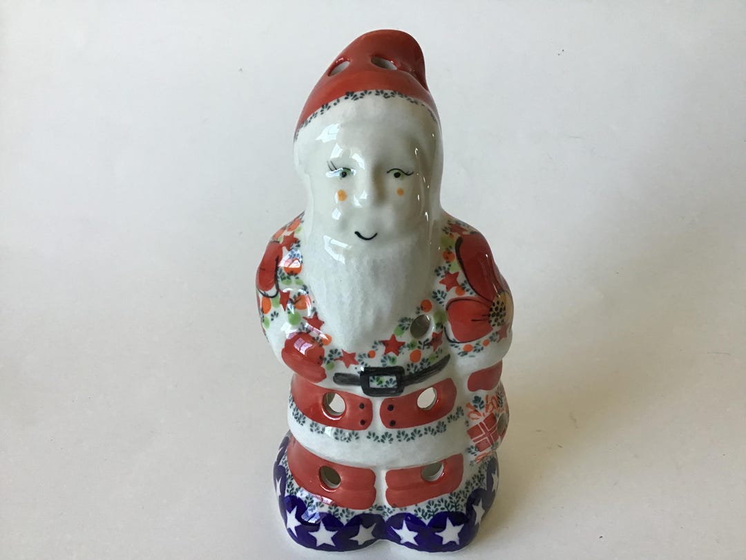 Polish Pottery Luminary Santa Claus by Galia Boleslawiec Candle Light ...