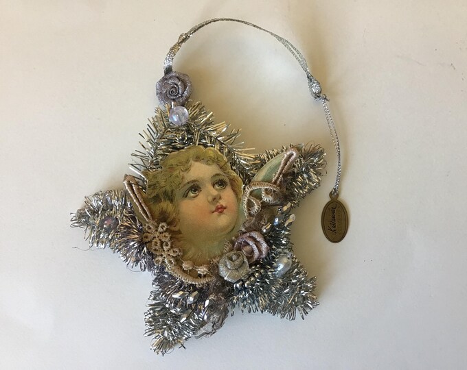 Victorian Look Garland Tinsel Angel Star Christmas Ornament by ...