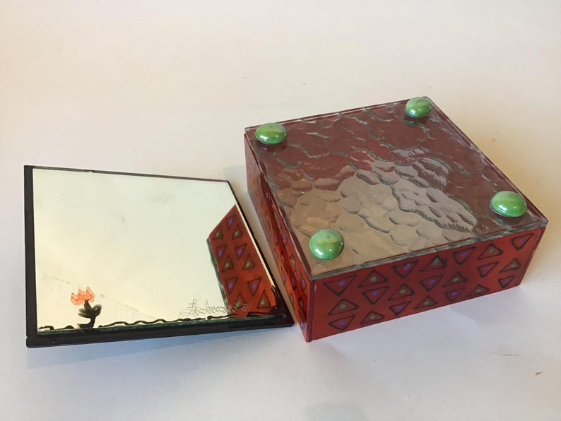 Mark Lewanski Lewinsky Art Glass Box Mirrored Trinket Box - Etsy