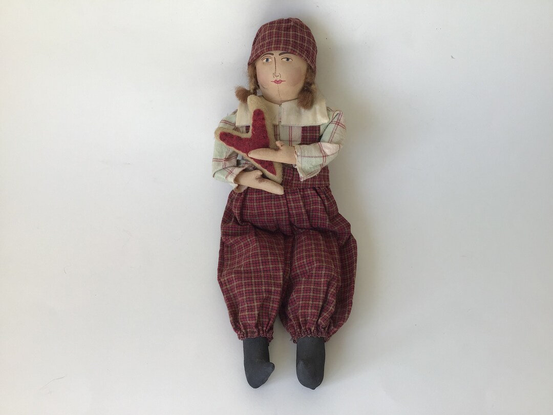 Vintage Jacqueline Baird Huckleberry Dolls Folk Art Cloth Doll - Etsy