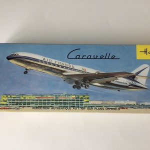 Vintage Heller Caravelle Air France Airlines L300 Model Airplane Kit 1/ ...