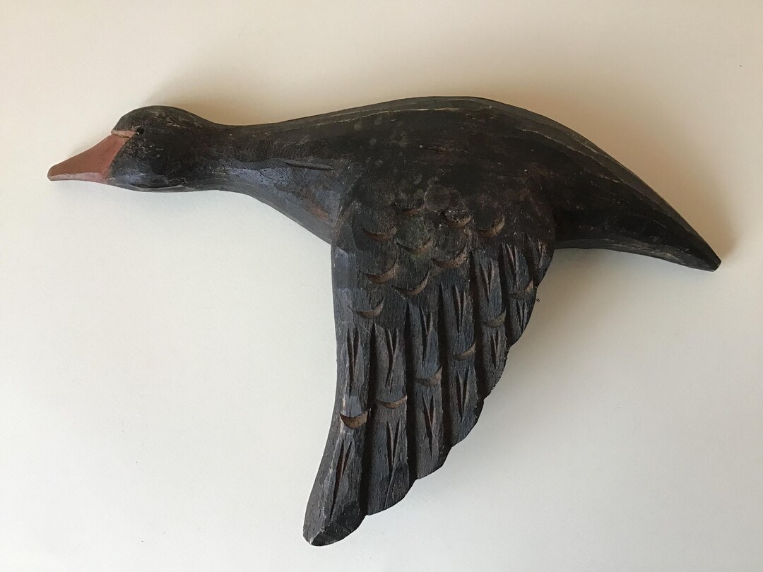 Vintage Carved Wood James Haddon Flying Duck Bird Wall Art Signed - Etsy