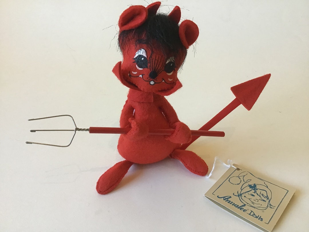 Vintage 1999 Annalee Red Devil Mouse Doll Figurine With Tag - Etsy