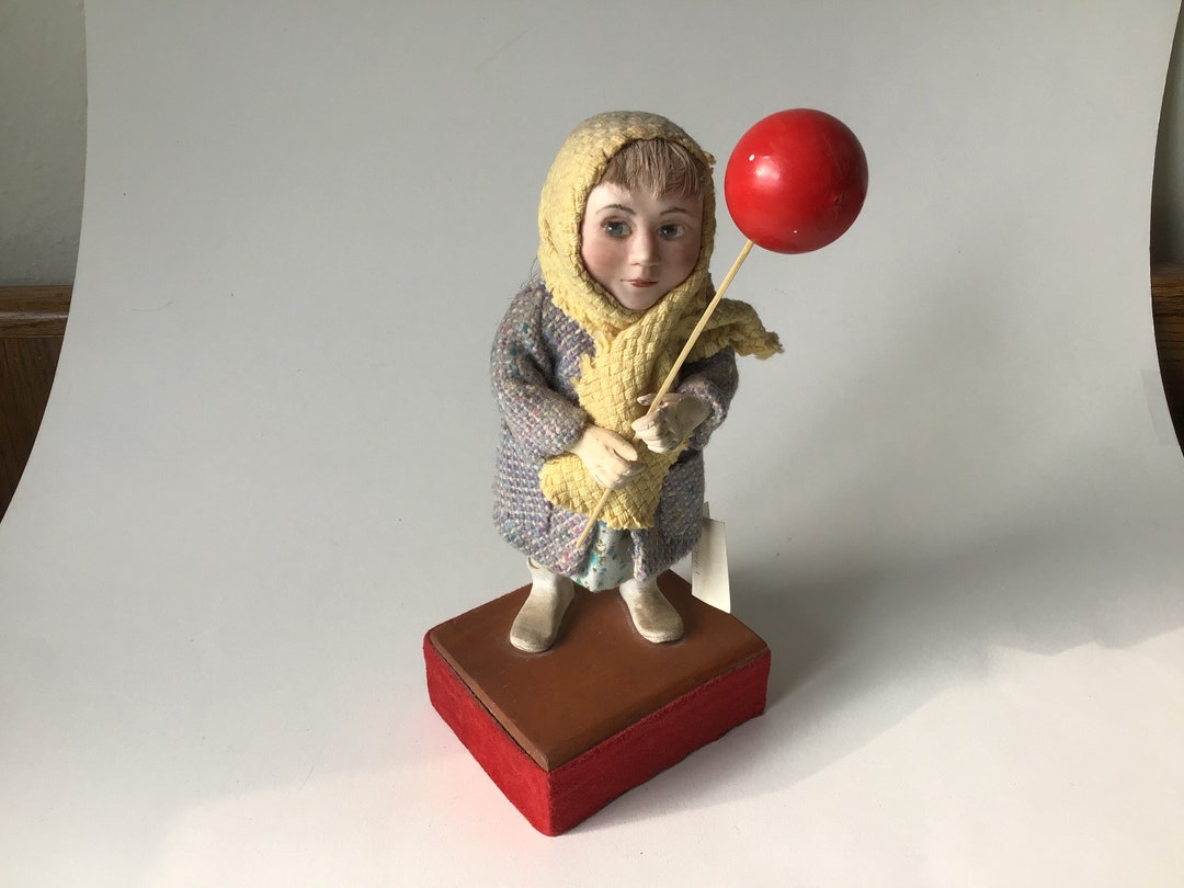 Vintage 1986 Artist Filis Coit Hand Crafted Doll Figurine Girl With Red ...