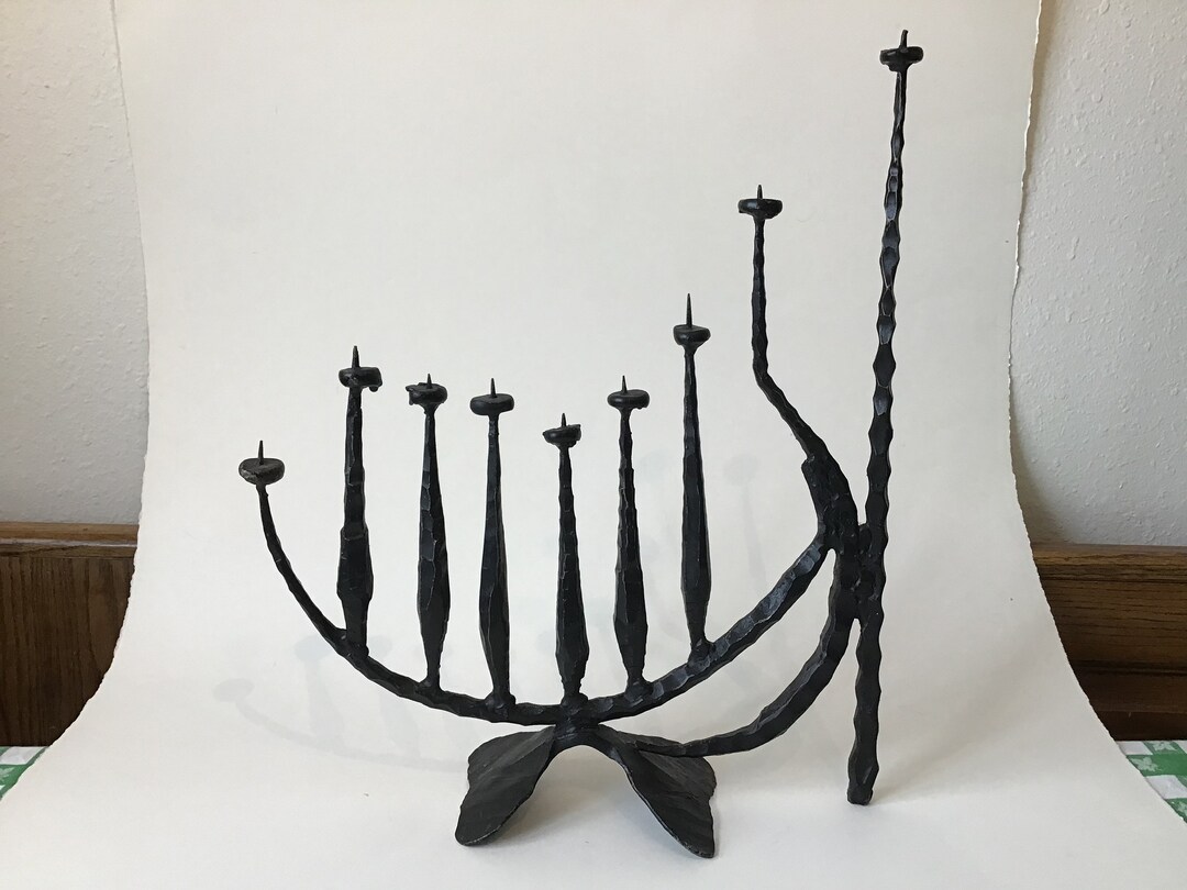 Mid Century David Palombo 1920-1966 Brutalist Artist Iron Hanukkah ...