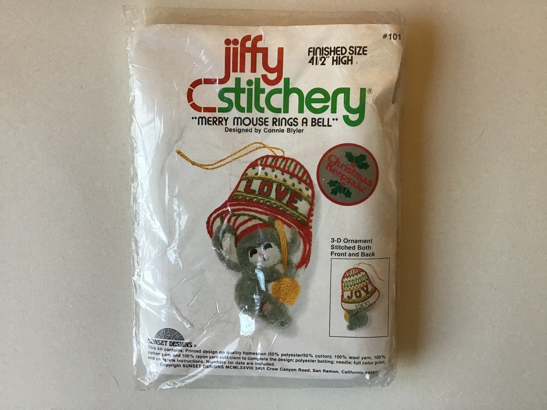 Vintage Jiffy Stitchery Merry Mouse Rings Bell Kit 101 Christmas ...