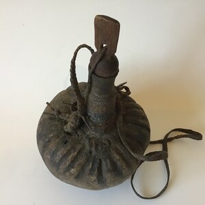 Vintage African Tribal Gourd and Leather Water Canteen Bottle - Etsy