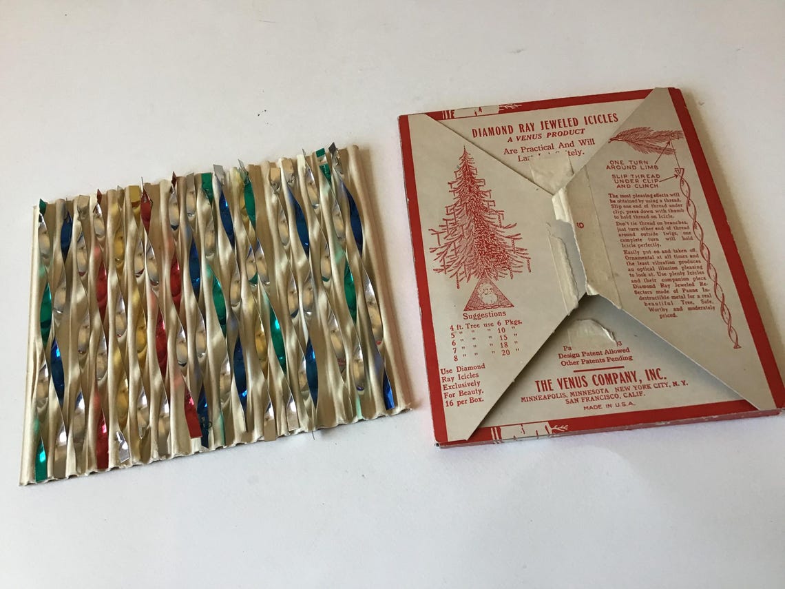 Vintage 1950s MCM 18 Diamond Ray Jeweled Icicles Christmas Ornaments in ...