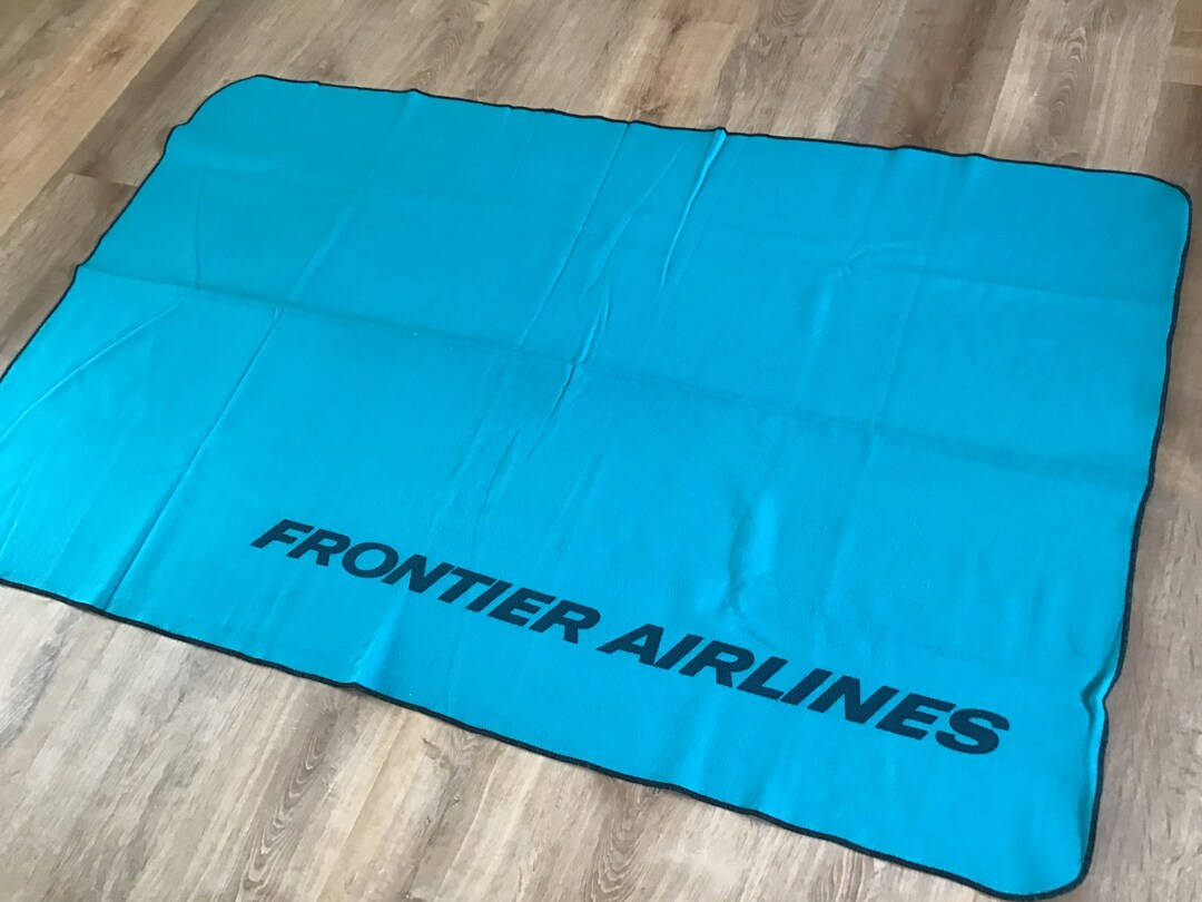 Vintage Frontier Airlines Wool Throw Blanket Bright Turquoise Blue - Etsy