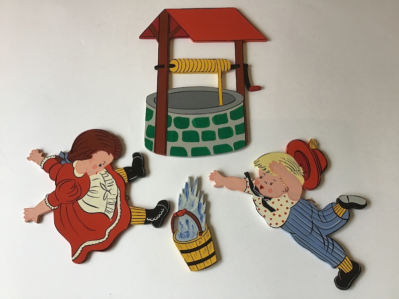 MCM Vintage Nursery Rhyme Jack and Jill Wall Art Germany Kids Room - Etsy