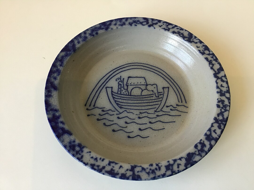 Vintage Eldreth 1994 Art Pottery Noah’s Ark Rainbow Plate Salt-glaze ...