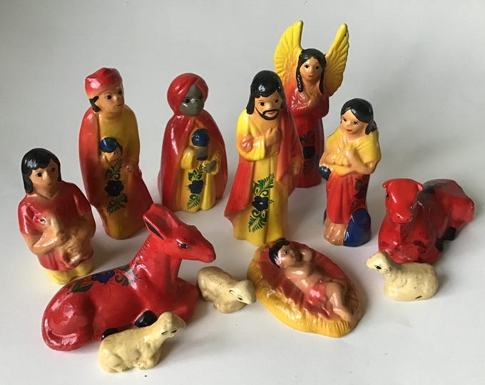 Vintage Mexican Ceramic Nativity Set Folk Art - Etsy