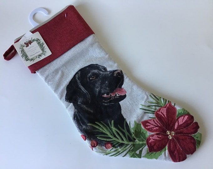 Ridgefield Home Black Labrador Retriever Embroidered Christmas Stocking ...