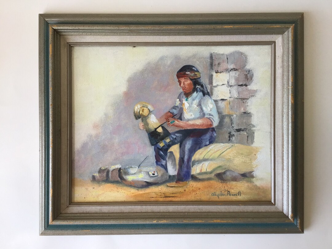 Alyda Powell Oil on Canvas Painting the Making of a Kachina ...