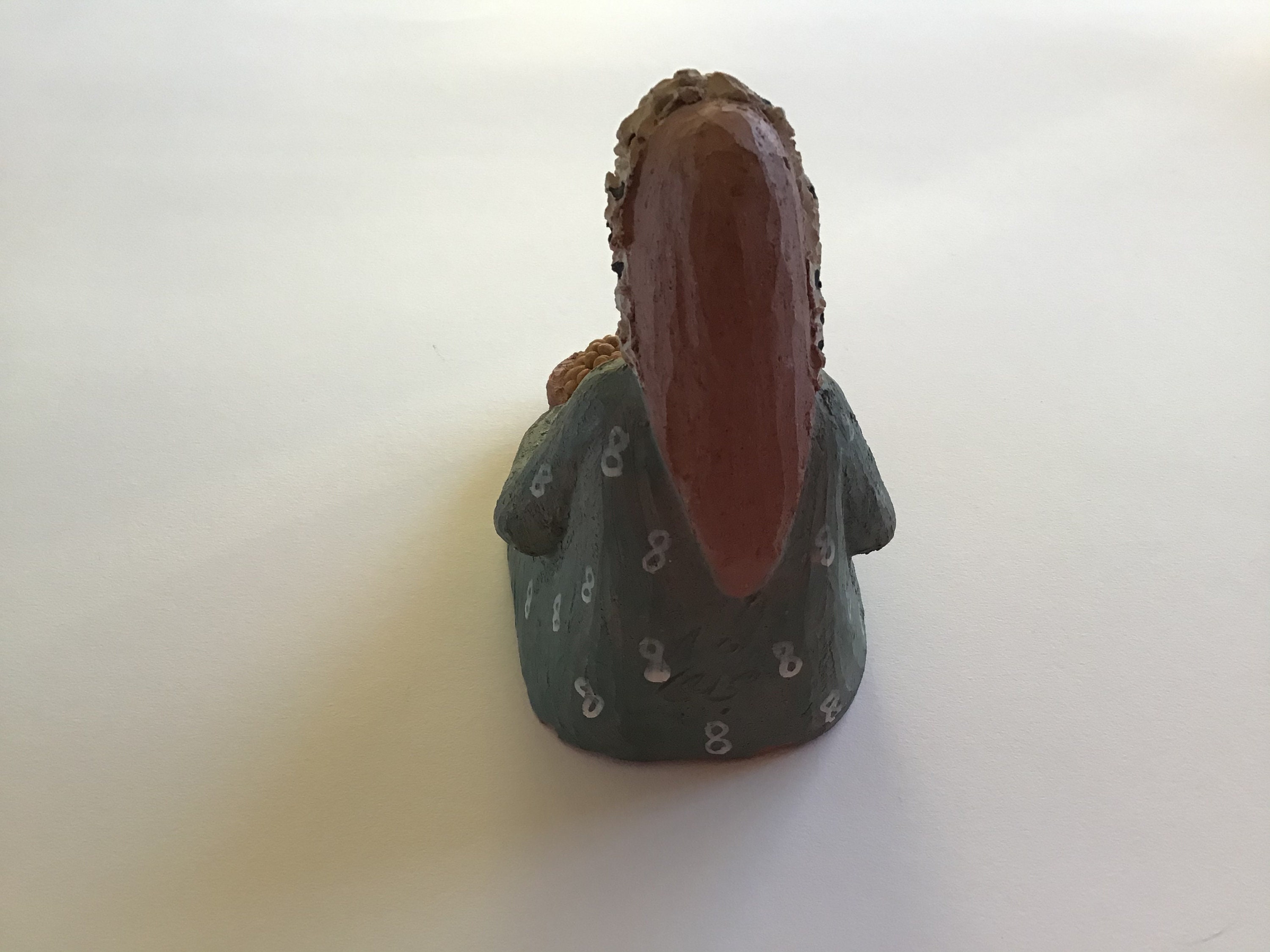 Vintage Handmade and Painted Red Clay Woman with Basket signed | Etsy