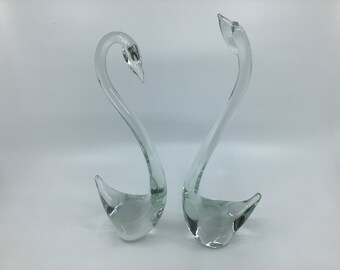 Vintage Solid Glass Swan Figurines, Glass Figurines, Glass Paperweights ...