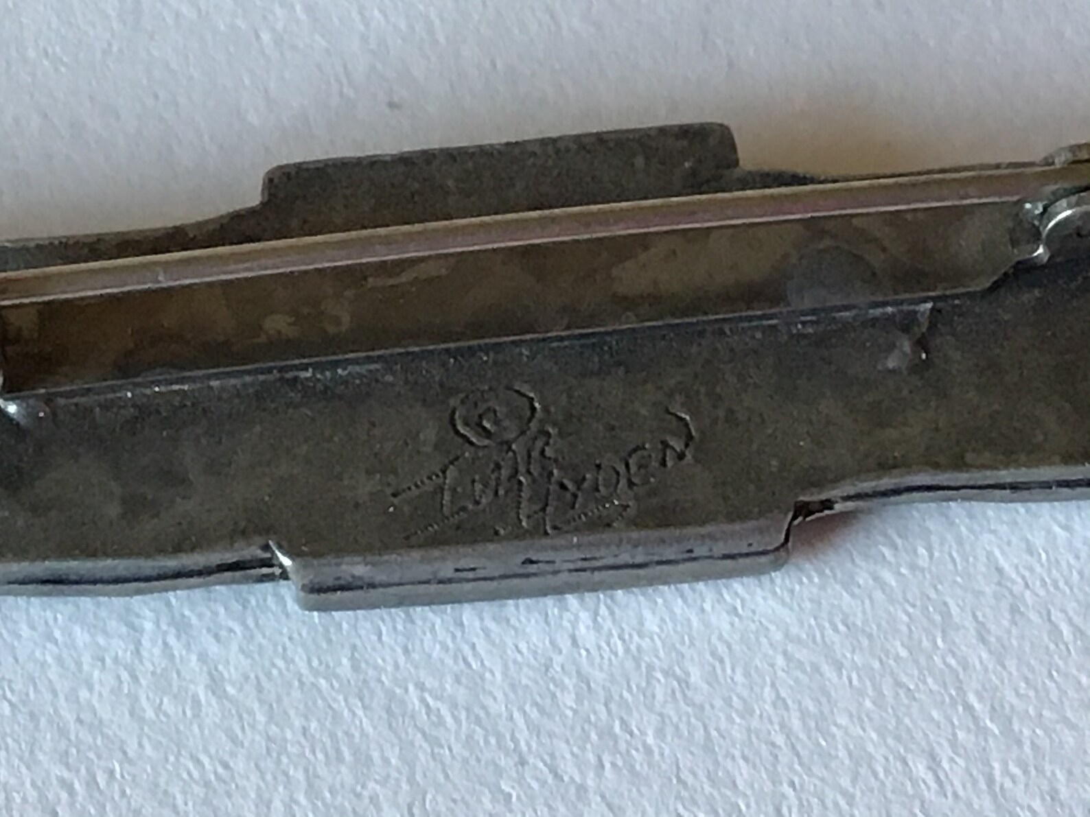 Vintage Signed Ivar Hyden Cast Metal Pewter and Black Stone - Etsy