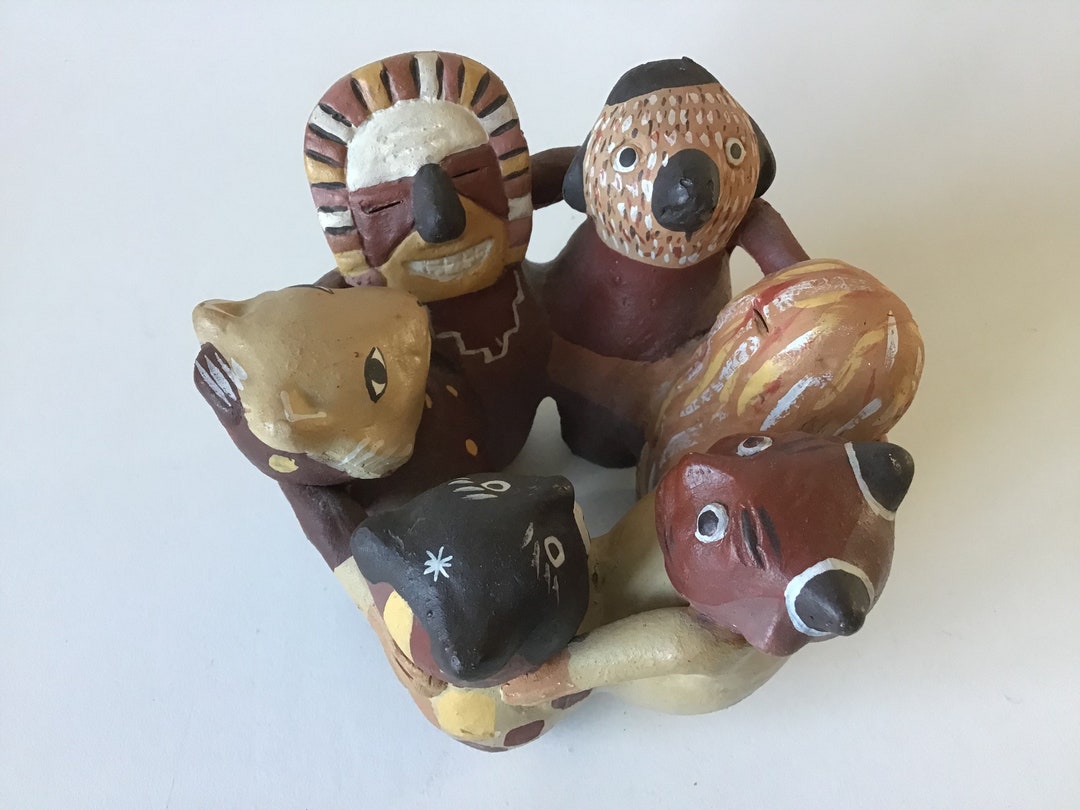 Vintage Leonidas Peru Peruvian Clay Pottery Whistle Circle Figurine ...