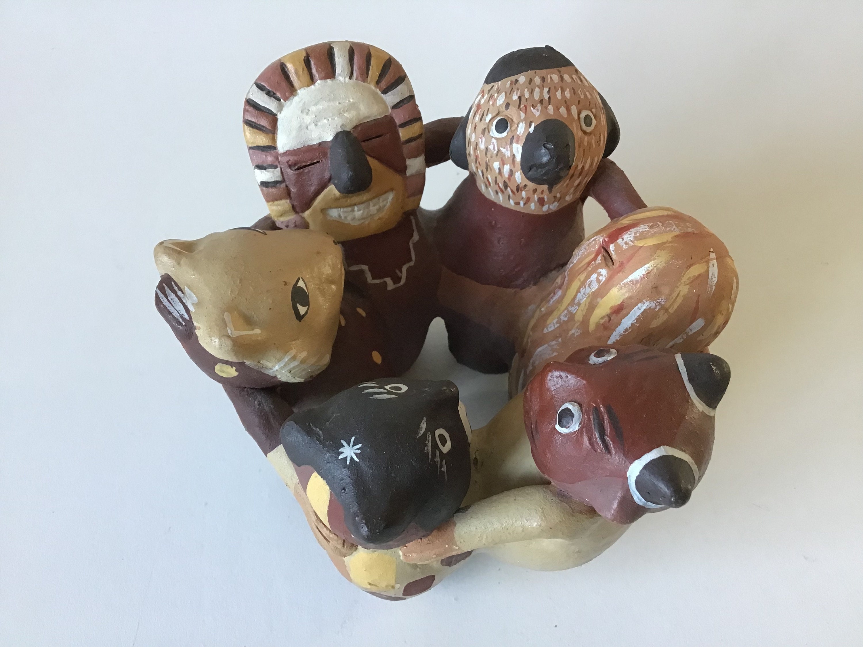 Vintage Leonidas Peru Peruvian Clay Pottery Whistle Circle Figurine ...