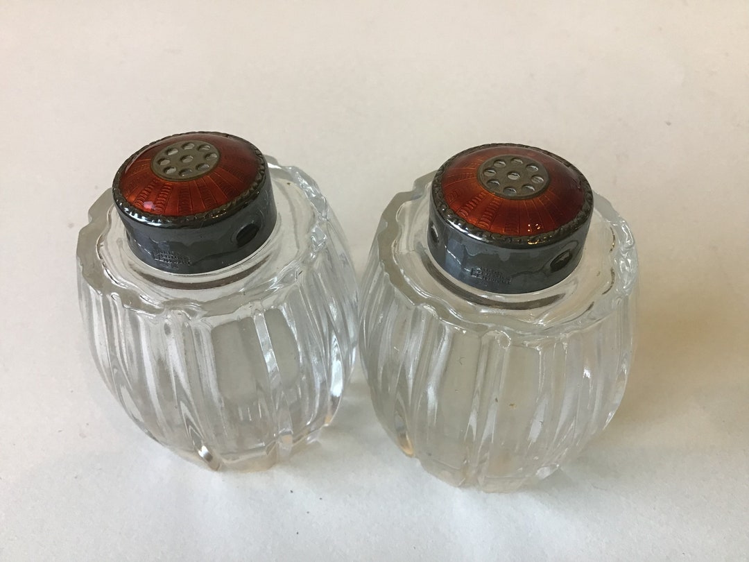 Vintage Meka Sterling Silver Enamel and Glass Denmark Salt and Pepper ...