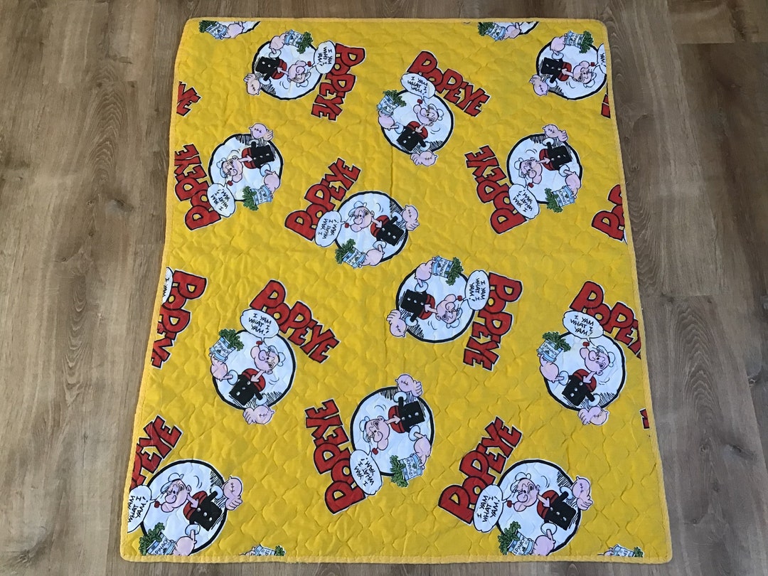 Vintage 1980’s Popeye Spinach Small Quilt Blanket Fabric - Etsy