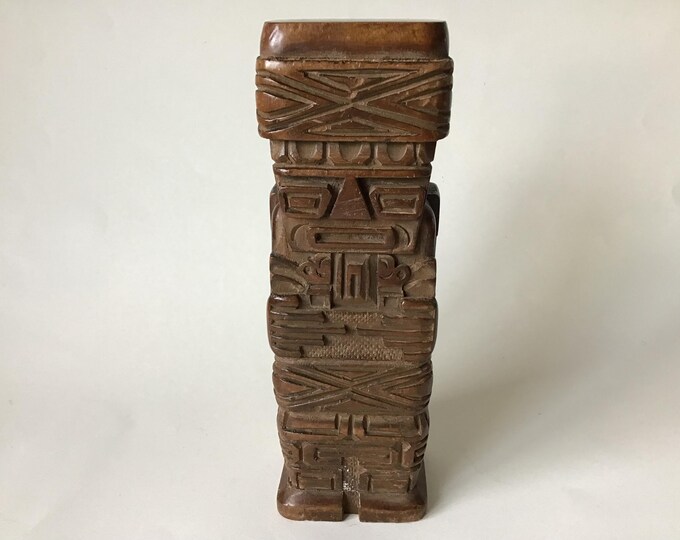 Vintage Hand Carved Wood Tiki Totem God Statue Figurine - Etsy
