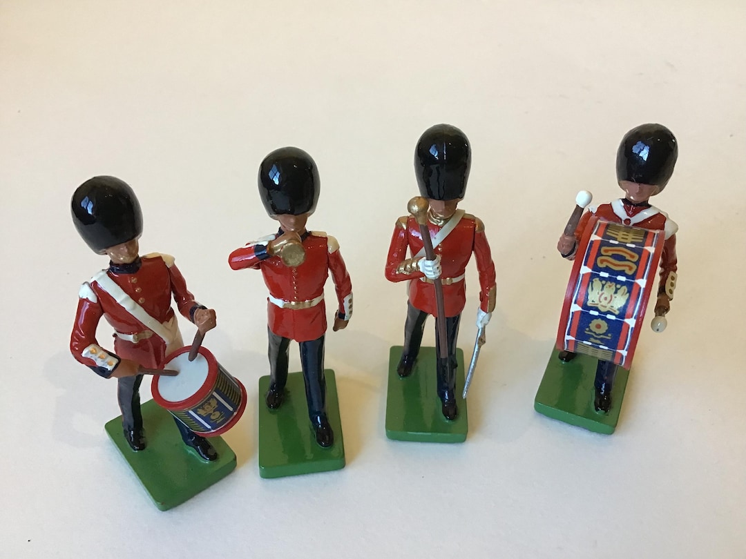 Four Vintage William Britains England Tin Toy Soldiers Marching Band - Etsy