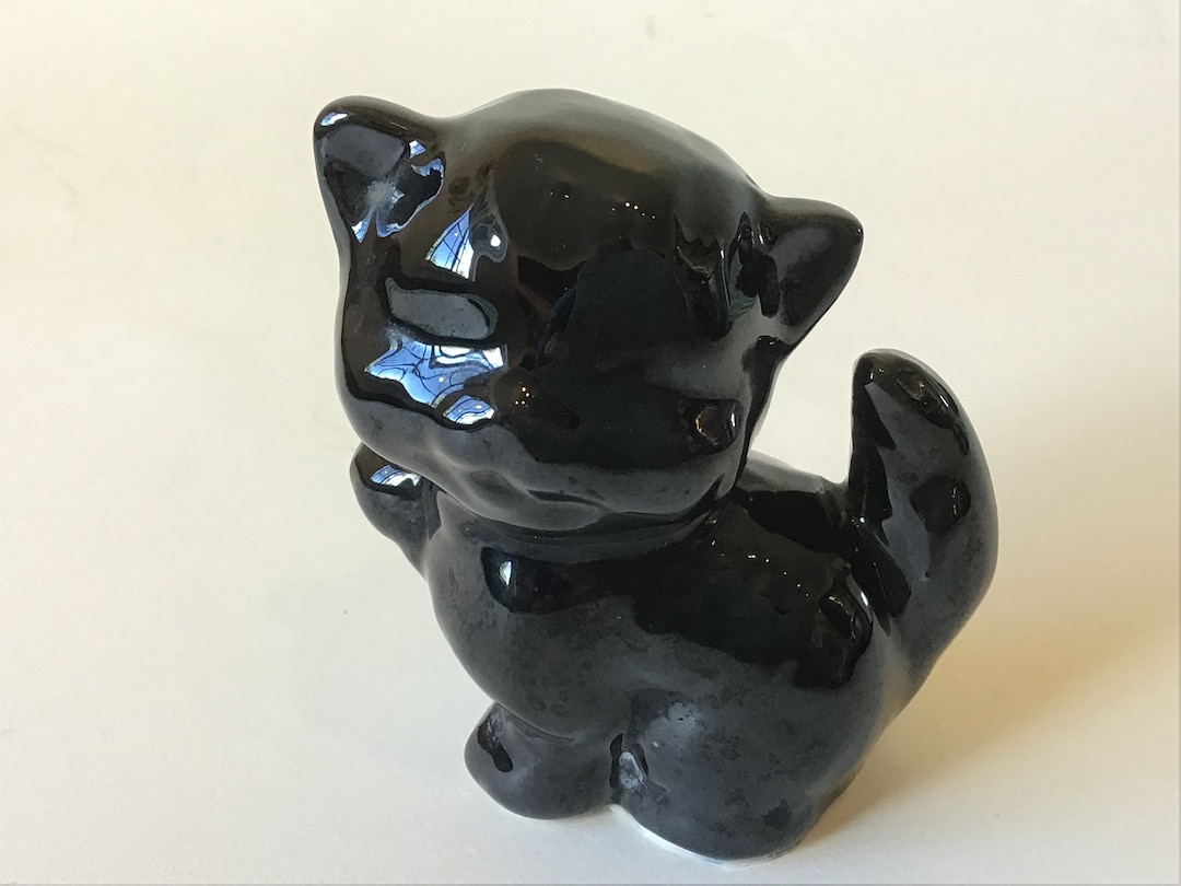 Vintage Van Briggle Art Pottery Black Kitty Cat Figurine - Etsy