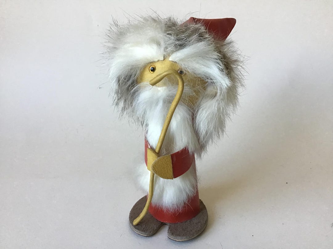 Vintage Polish Leather and Fur Santa Claus Figurine Made in Poland - Etsy
