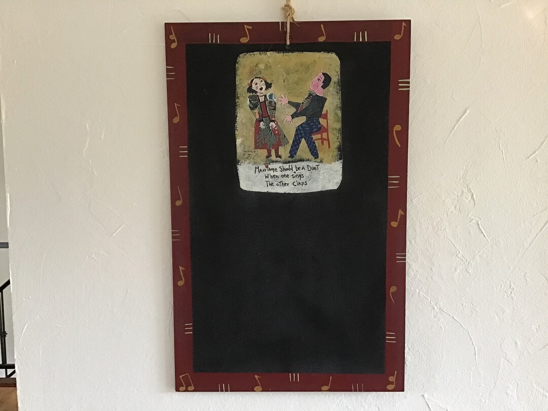 Barbara Olsen Rare Chalkboard Folk Art Marriage Should Be a Duet - Etsy