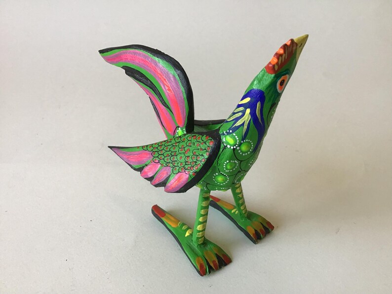 Vintage Alebrije Rooster Chicken Bird Figurine Hand Carved Wood and ...