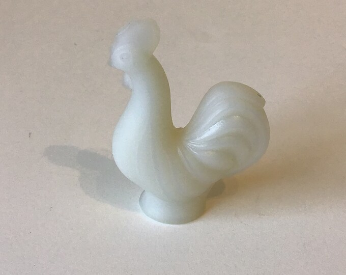 Vintage Fenton Art Glass Satin White Miniature Rooster - Etsy