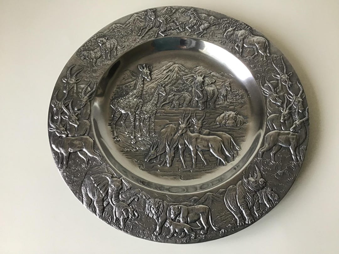 Vintage 1990 Arthur Court African Safari Animals Serving Tray Platter ...