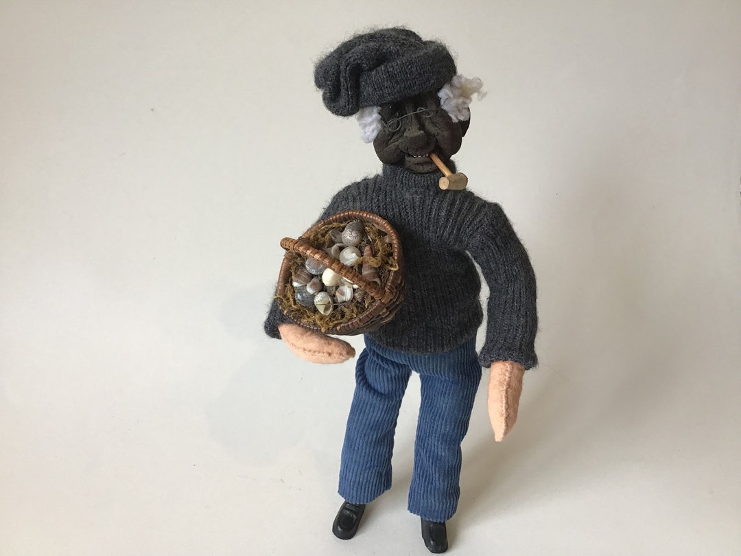 Vintage Dried Apple Face Oddity Folk Art Doll Grandpa Fisherman With ...