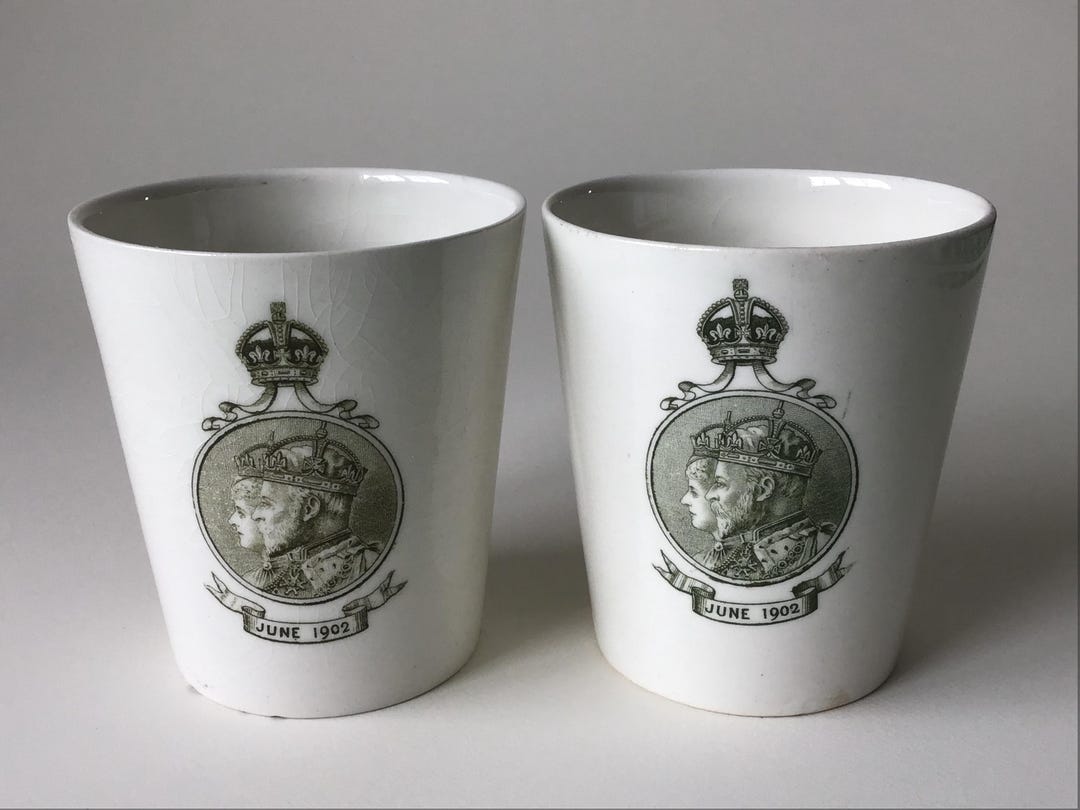 Two Royal Doulton 1902 Coronation Dinner King Edward VII Beakers Cups ...