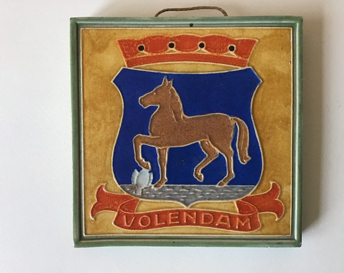 Antique Art Pottery Volendam Holland Coat of Arms Wall Tile Westhaven ...
