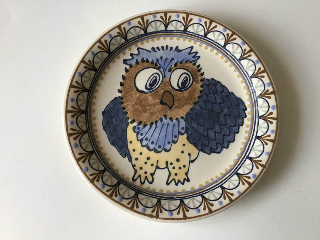 Janet Rothwoman Art Pottery Owl Plate Platter Signed - Etsy