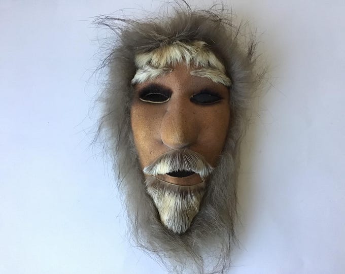 Vintage Alaska Eskimo Inuit Folk Art Handcrafted Fur and Leather Mask ...