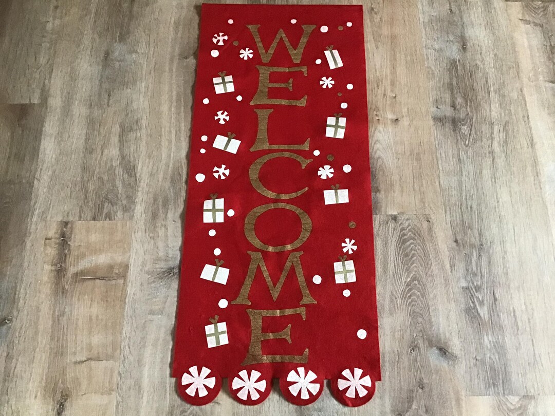 Vintage Red Felt Christmas Welcome Banner Wall Hanging - Etsy